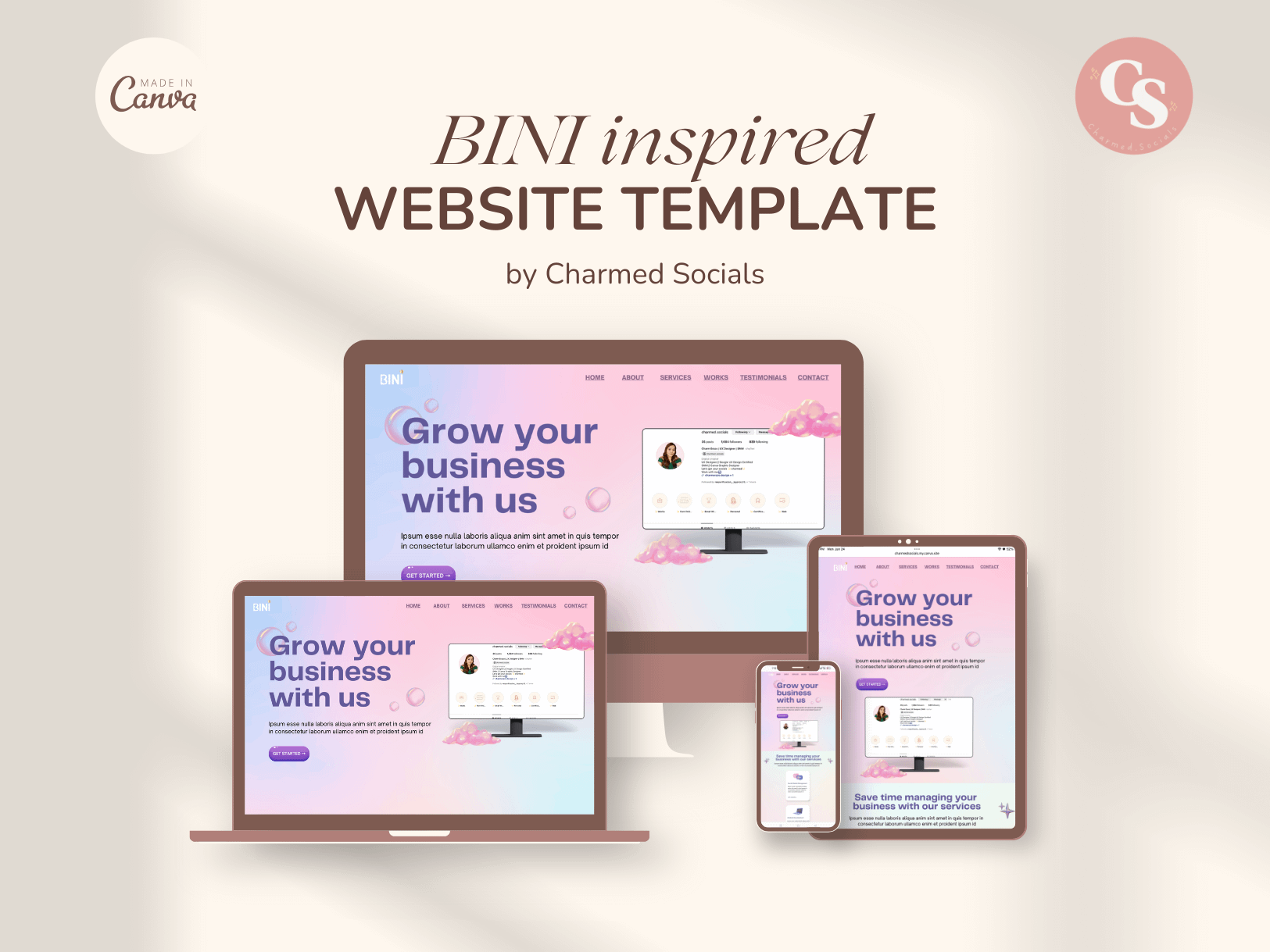 BINI Inspired Canva Portfolio Website Template - Charm Erazo